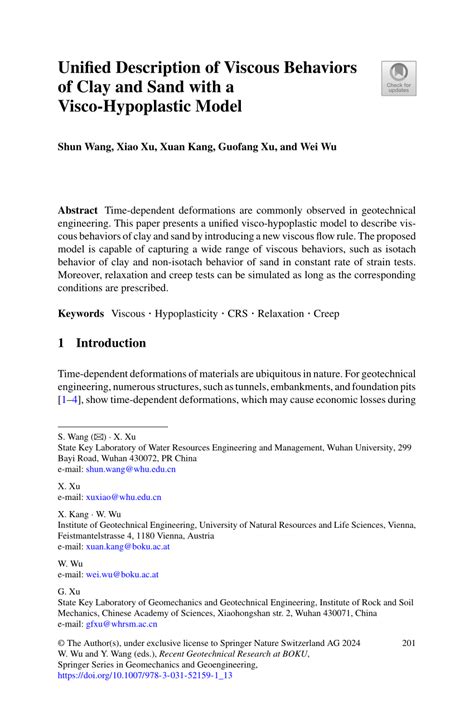pdf unified description of viscous behaviors of clay and sand with a