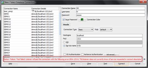 Cannot Connect To Oracle Database Server Through Sql Developer But Test