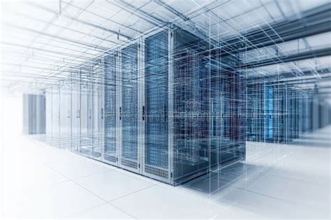 High Tech Server Room Showcasing Advanced Digital Infrastructure And Storage Solutions Stock
