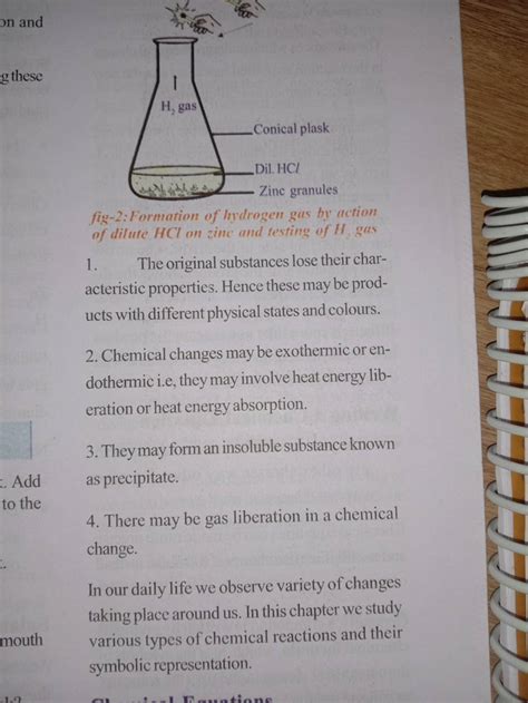 Fig 2 Formation Of Hydrogen Gas By Action Of Dilufe HCl On Zinc And Testi