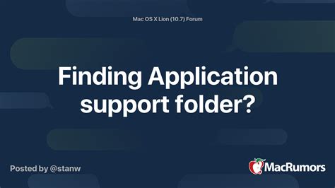 Finding Application Support Folder Macrumors Forums