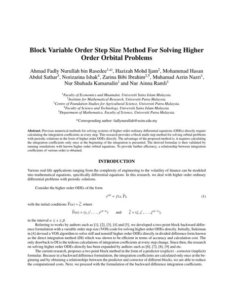 Pdf Block Variable Order Step Size Method For Solving Higher Order