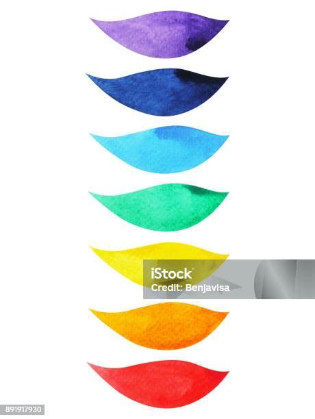 차크라 기호 개념의 7 색 꽃 꽃 잎 수채화 그림 손 그려진된 아이콘 아이콘 일러스트 레이 션 디자인 로그인 0명에 대한 스톡