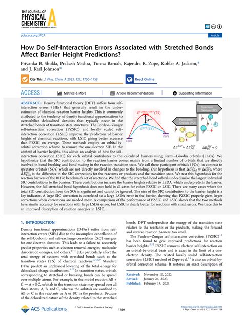 Pdf How Do Self Interaction Errors Associated With Stretched Bonds Affect Barrier Height