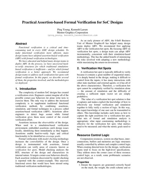 PDF Practical Assertion Based Formal Verification For SoC Designs