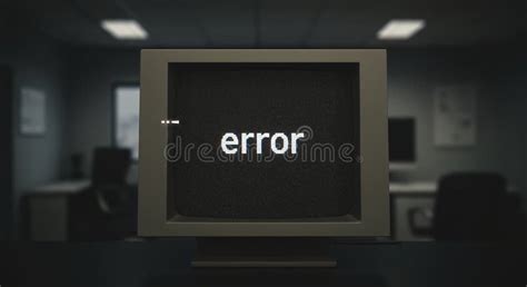 Retro Error Pixelated Error On An Old Computer Screen In A Dark Office
