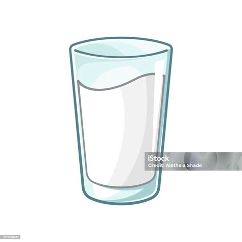우유 클립 아트 요소의 키 큰 유리 귀여운 심플한 플랫 벡터 일러스트 디자인 바닐라 우유 맛 요구르트 유제품 음료 인쇄 기호 기호 0명에 대한 스톡 벡터 아트 및 기타