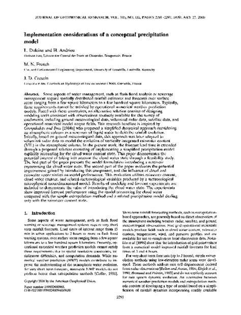 Pdf Implementation Considerations Of A Conceptual Precipitation Model