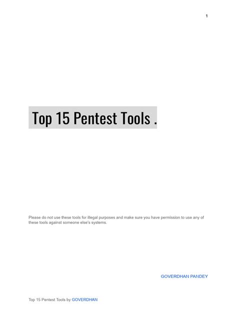 top 15 pentest tools pdf penetration test information technology