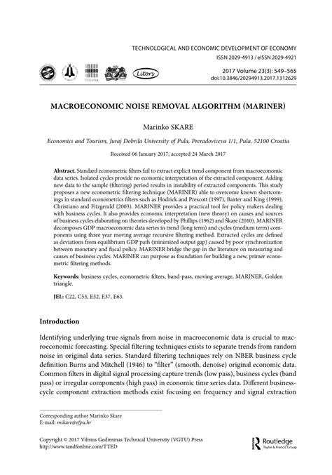 Pdf Macroeconomic Noise Removal Algorithm Mariner