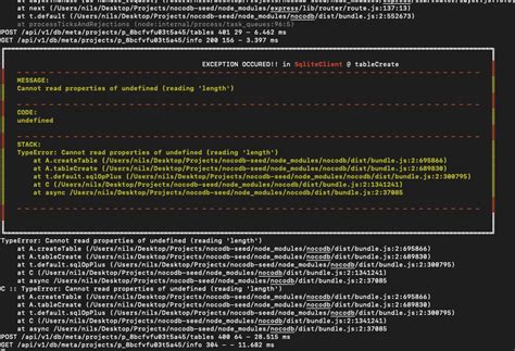 I M Not Able To Create A Table With The API Cannot Read Properties Of