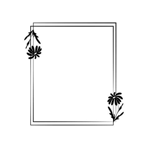 The Rectangular Frame Is Decorated With Flowers In A Minimalist Style