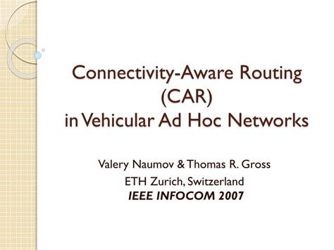 Ppt Connectivity Aware Routing Car In Vehicular Ad Hoc Networks Powerpoint Presentation Id