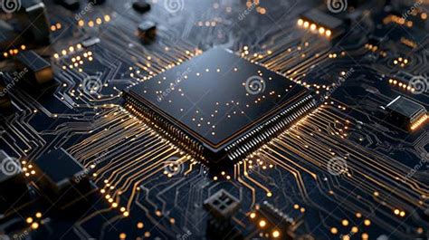 A Close Up Of A Glowing Microprocessor On A Circuit Board The Image Depicts The Intricate