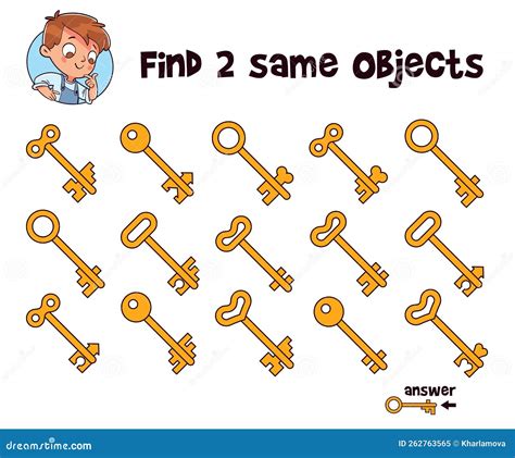 Chave Encontrar Dois Mesmos Objetos Jogo Educativo Para Crianças