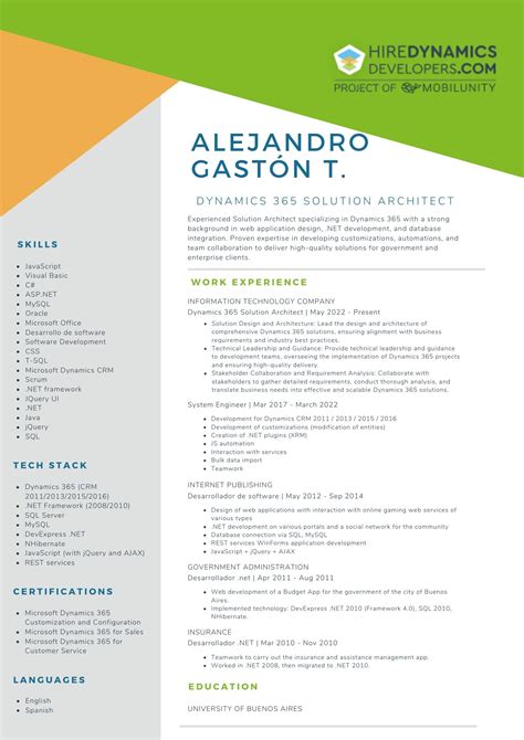 Alejandro G T Dynamics 365 Solution Architect
