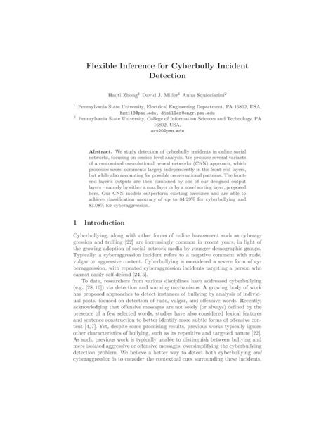 Pdf Flexible Inference For Cyberbully Incident Detection · Flexible