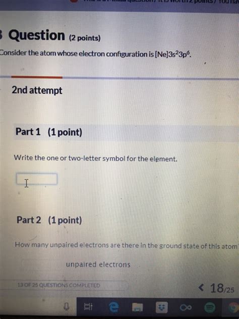 Solved Question 12 Points Consider The Atom Whose Electron