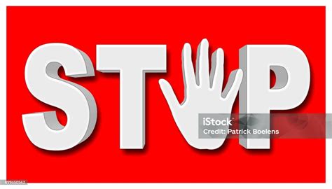 재고 일러스트 레이 션붉은 정지 신호 흰색 텍스트 중지 3d 그림 빨간 배경에 대하여 고립 0명에 대한 스톡 사진 및 기타 이미지 Istock