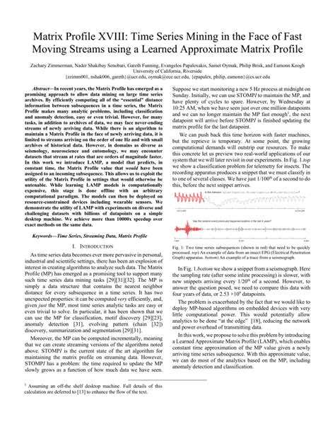 Pdf Matrix Profile Xviii Time Series Mining In The Face Of Fast Moving Streams Using A