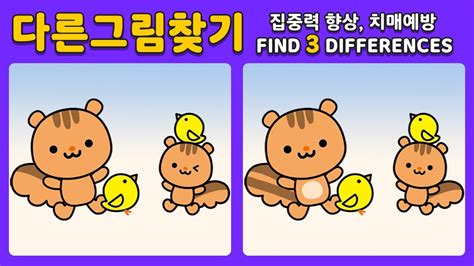 【틀린그림찾기🐣】 머리가 좋아지는 두뇌운동🔎 틀린그림을 찾으면 집중력이 좋아져요 【치매예방두뇌운동】 Youtube