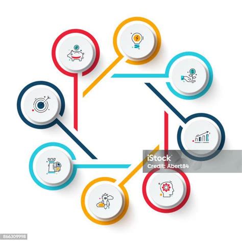 Infographic 위한 벡터 원 요소입니다 주기형 다이어그램 그래프 프레 젠 테이 션 및 원형 차트에 대 한 템플릿 8 옵션 부품 단계 또는 프로세스와 비즈니스 개념