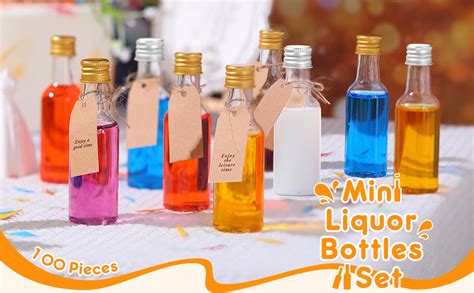 Yinder 100 Pcs Mini Liquor Bottles Set50ml 17oz Plastic
