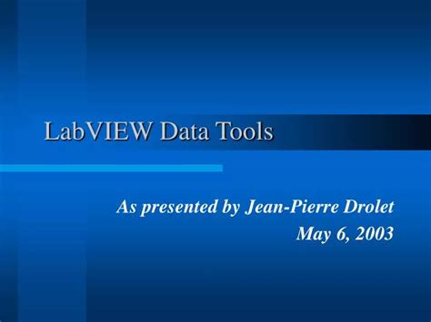 PPT LabVIEW Data Tools PowerPoint Presentation Free Download ID 4906550