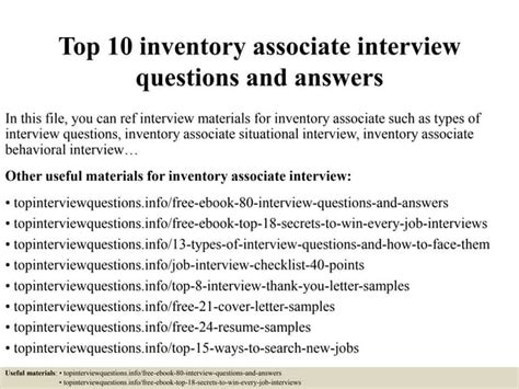 Top 10 Inventory Associate Interview Questions And Answers Pptx