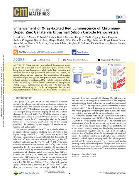 Pdf Enhancement Of X Ray Excited Red Luminescence Of Chromium Doped