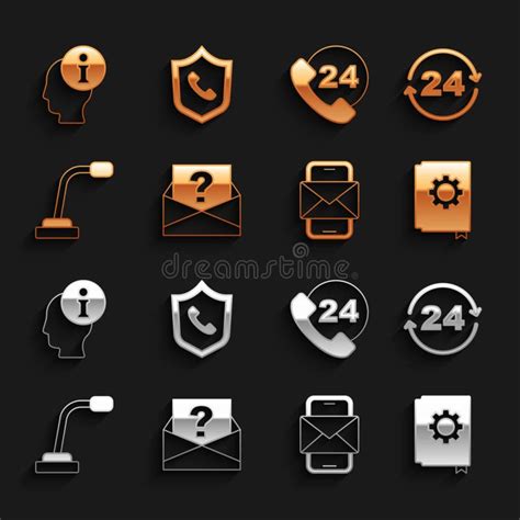 Set Envelope With Question Mark Telephone 24 Hours Support User Manual Mobile And Envelope