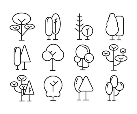 Tree Icons Set Vector Art At Vecteezy