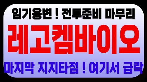 주식 레고켐바이오 임기응변 전투준비 마무리 마지막 지지타점 여기서 급락 Youtube