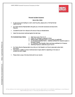 Fillable Online Hdfc Ergo Personal Accident Claim Form Fax Email Print PdfFiller