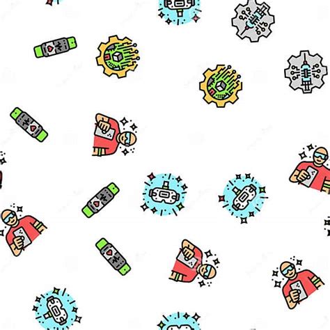Tech Enthusiast Geek Nerd Man Seamless Pattern Vector Stock Illustration Illustration Of