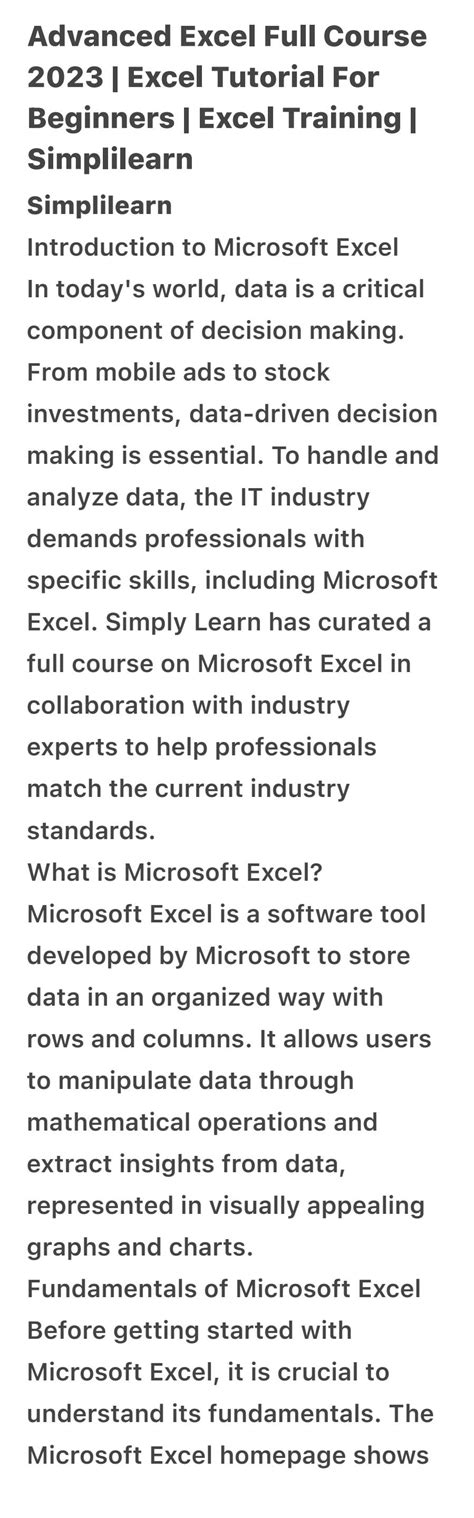 Solution Advanced Excel Full Course 2023 Excel Tutorial For Beginners