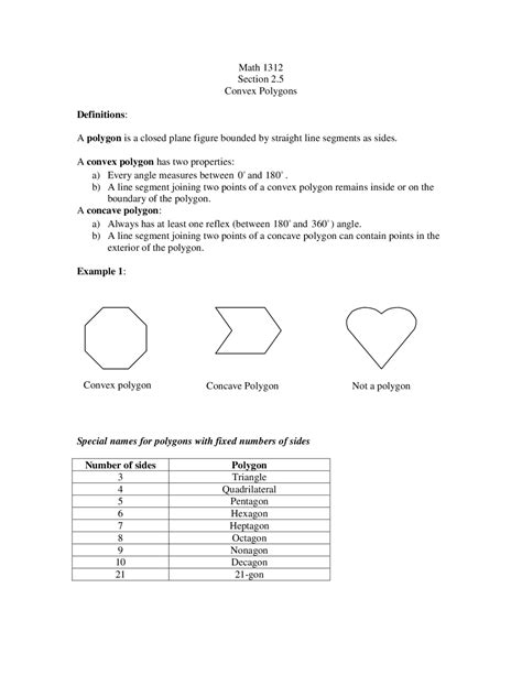 Math 1312 Section 25 Convex Polygons Definitions Lecture Notes