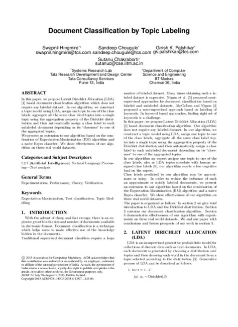 pdf document classification by topic labeling