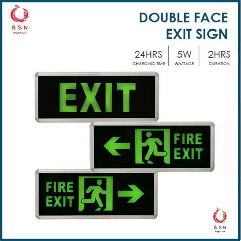 【bsn】 Led Exit Sign Fire Exit Sign Green Board Led Sign Signage