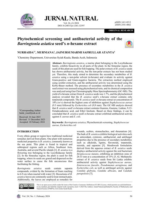 Pdf Phytochemical Screening And Antibacterial Activity Testing Of N