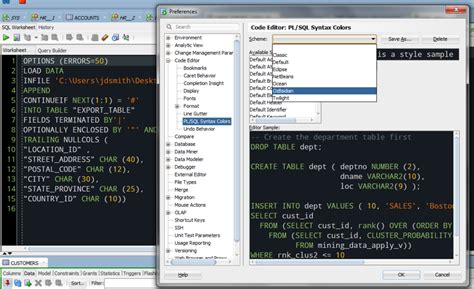 my sql developer editor setup look and feel