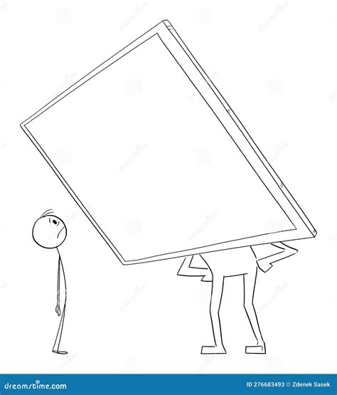 Person Or Human Facing Computer Technology Or Ai Vector Cartoon Stick Figure Illustration