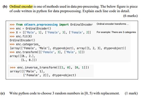 Solved B Ordinal Encoder Is One Of Methods Used In Data