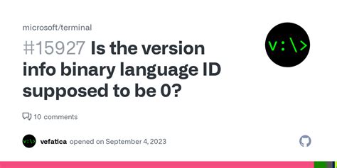 Is The Version Info Binary Language Id Supposed To Be 0 · Issue 15927 · Microsoftterminal