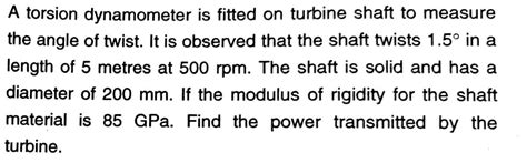 Answered A Torsion Dynamometer Is Fitted On… Bartleby
