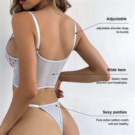 Badu Bg Секси дамско бельо с флорални бродерии прозрачно бельо прозрачно еротично бельо 2