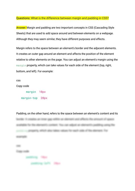 solution what is the difference between margin and padding in css