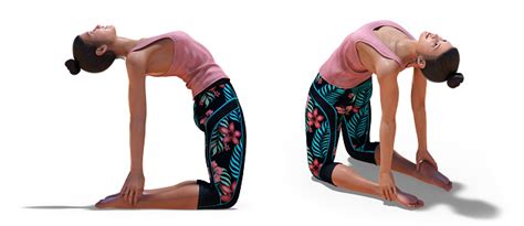 요가 낙타 포즈에서 가상 여성의 백 3 쿼터 와 오른쪽 프로필 포즈 건강한 생활방식에 대한 스톡 사진 및 기타 이미지 건강한 생활방식 검은색 근육 Istock