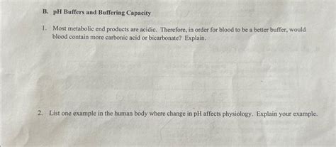Solved B PH Buffers And Buffering Capacity Most Chegg
