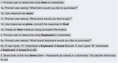 Solved Python 1 Prompt User To Determine What Item To